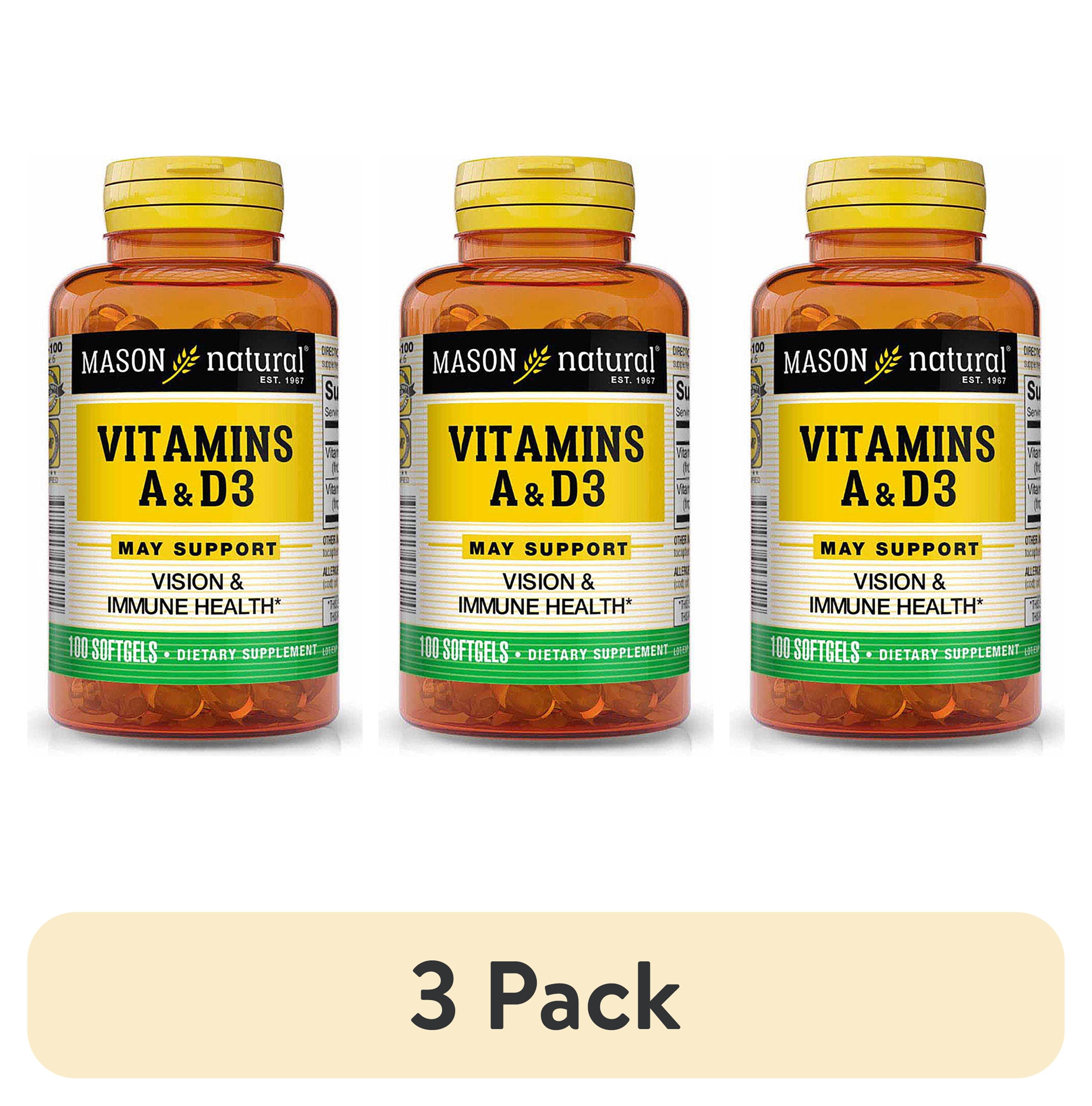 (3 pack) Mason Natural Vitamins A & D3 From Fish Liver Oil - Healthy ...