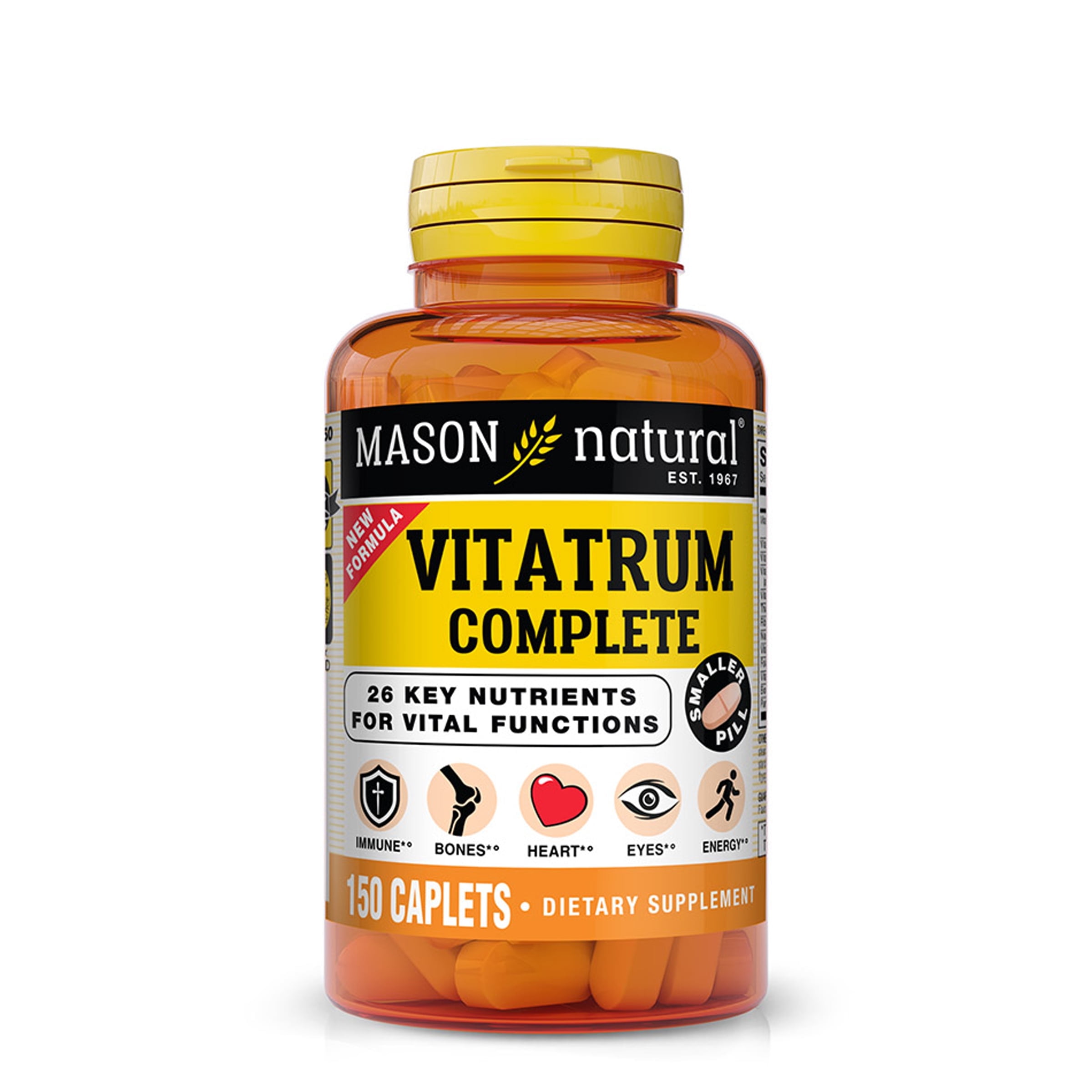 Mason Natural Vitatrum Complete Multivitamin-Multimineral, Supports Immune, Bones, Heart, Eyes ...