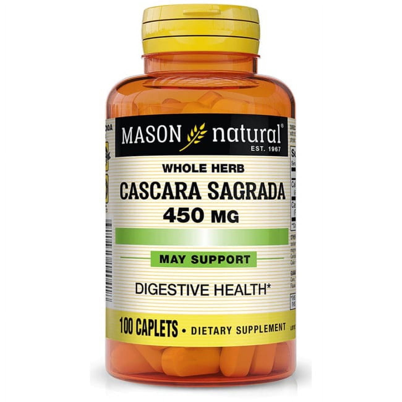 Mason Natural Whole Herb Cascara Sagrada 450 mg, Digestive Health ...