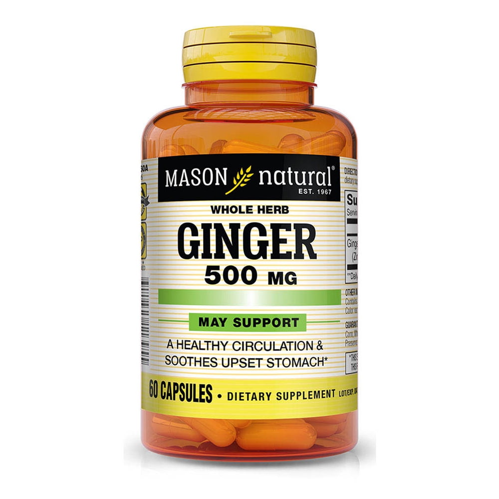 Mason Natural Whole Herb Ginger 500 mg, Digestive Health & Wellness ...