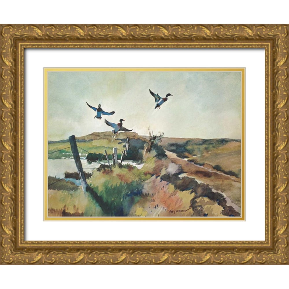 Mason, Roy M. 32x25 Gold Ornate Wood Framed with Double Matting Museum ...