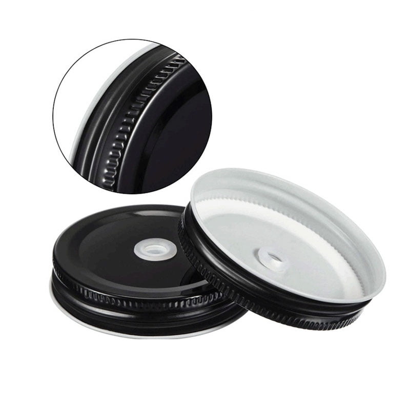 Mason Silver Jar Lids Regular Mouth Canning Lids with Straw Hole 6pcs ...