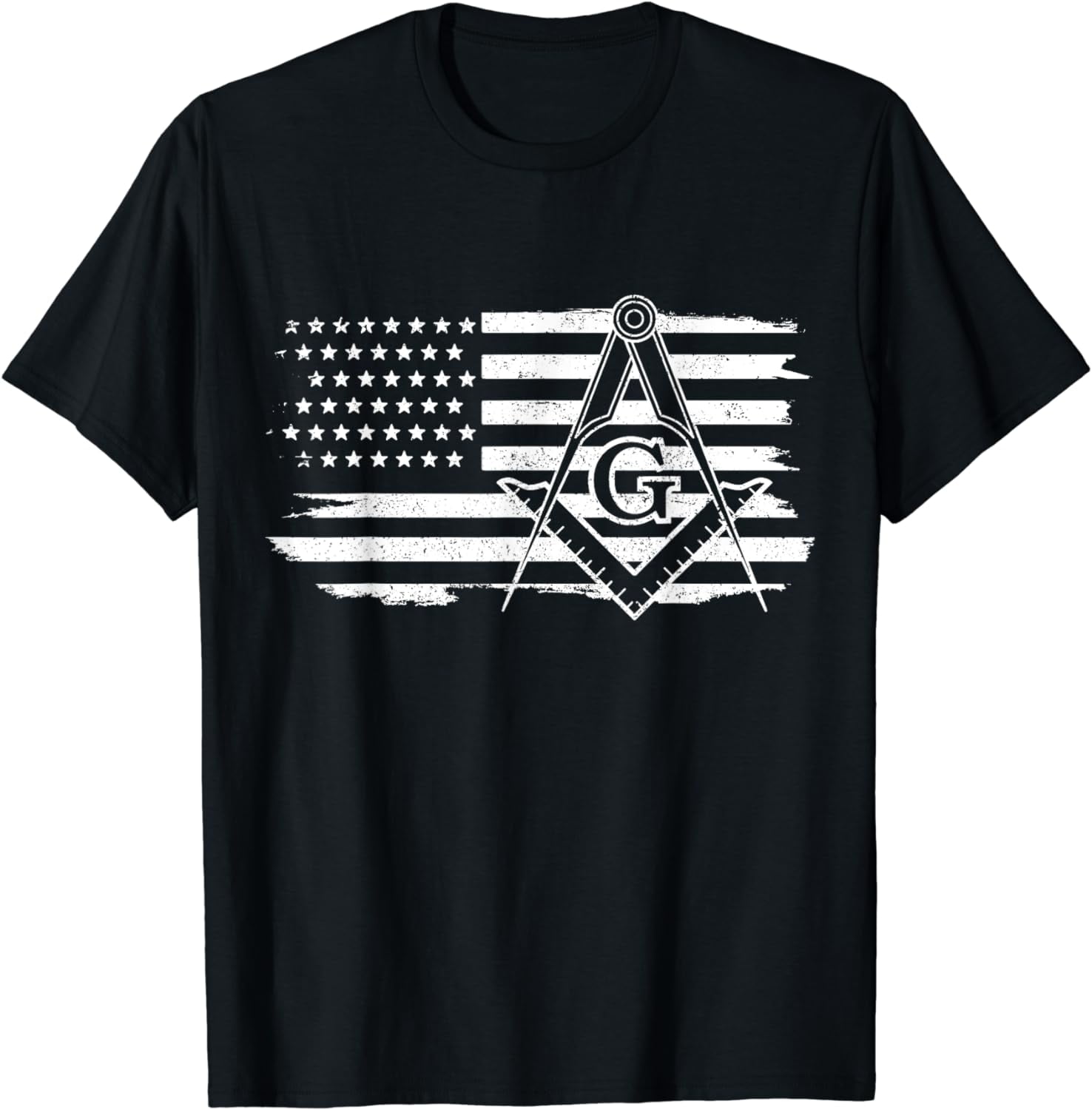 Mason Square & Compass Masonic US Flag Freemason Shriner T-Shirt ...