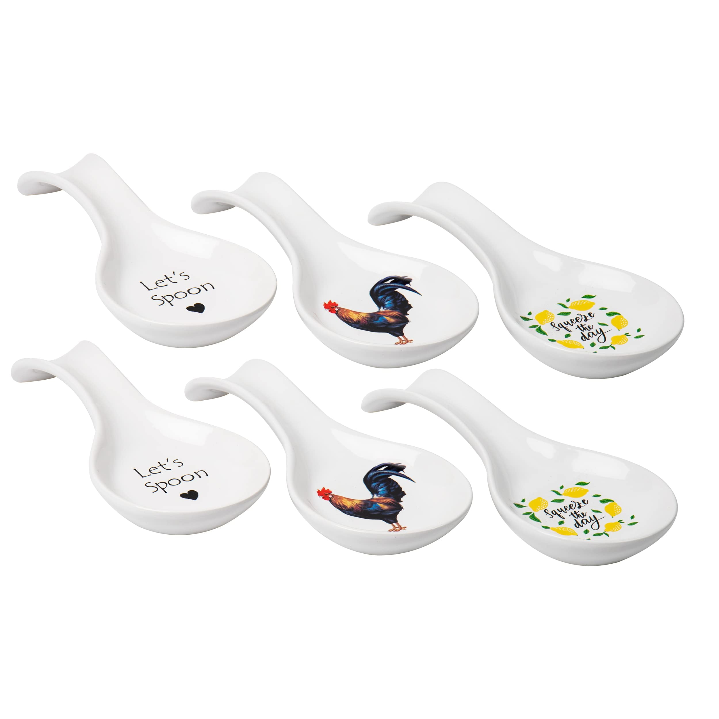 Mason Sucasa Spoon Rest Set, Whimsical Let's Spoon, Squeeze the Day and ...
