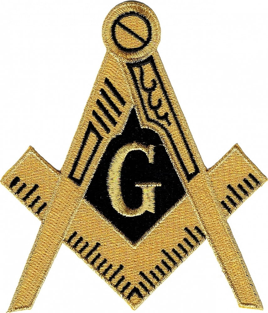 Mason Symbol Cut-Out Embroidered Iron-On Patch [Gold/Black - 5 ...