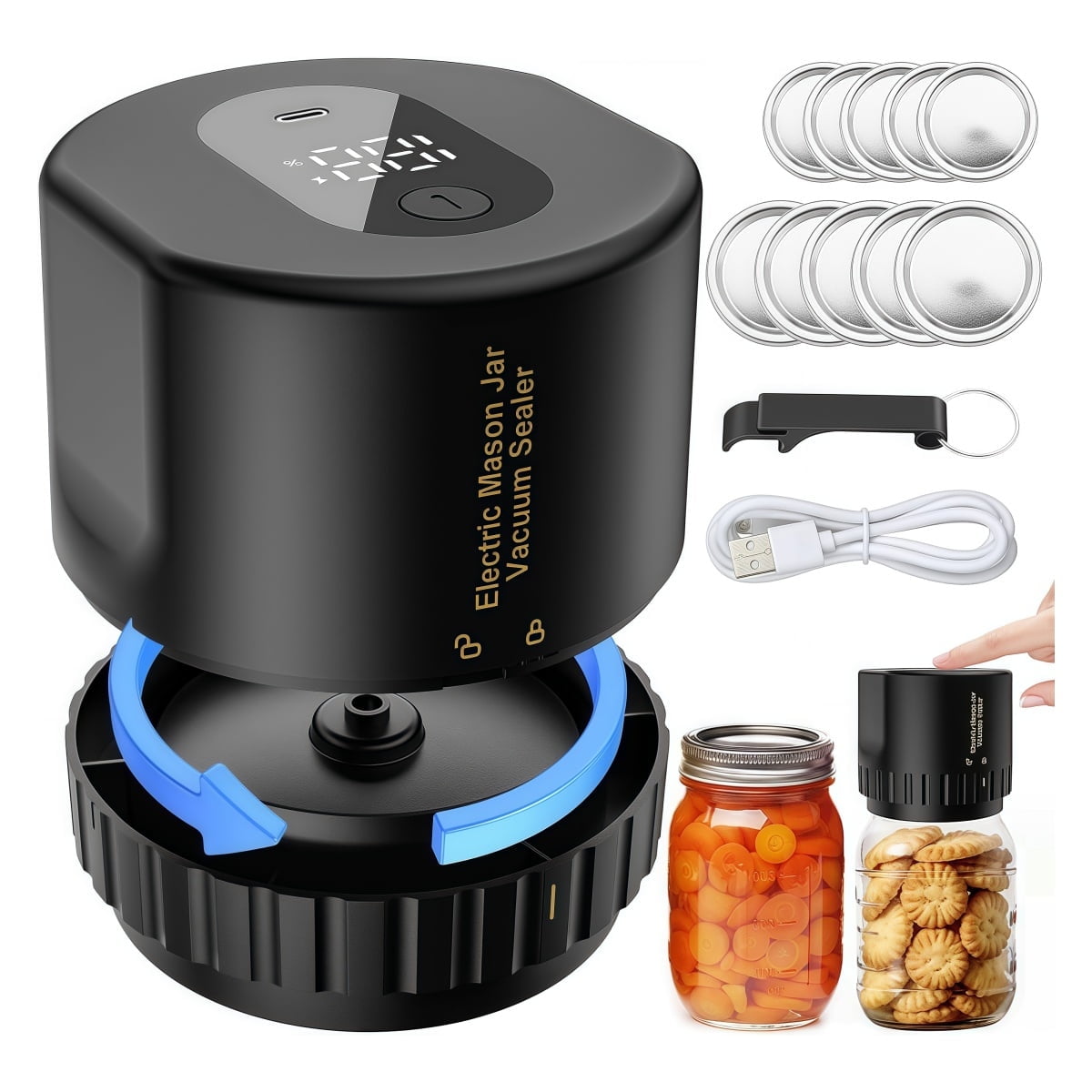 Mason Vacuum Jar Sealer – Ge-N-ie Electric Mason Jar Vacuum Sealer Kit ...