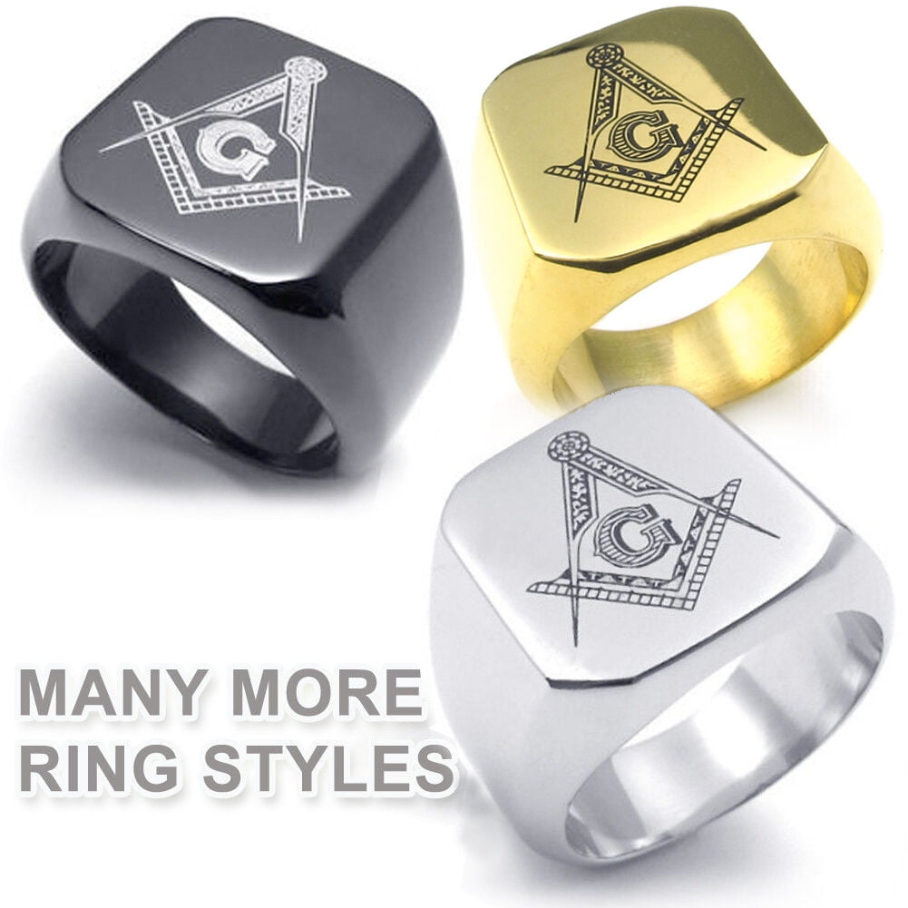 Mason Zone Freemason Ring - Stainless Steel, Choose Gold, Black or ...