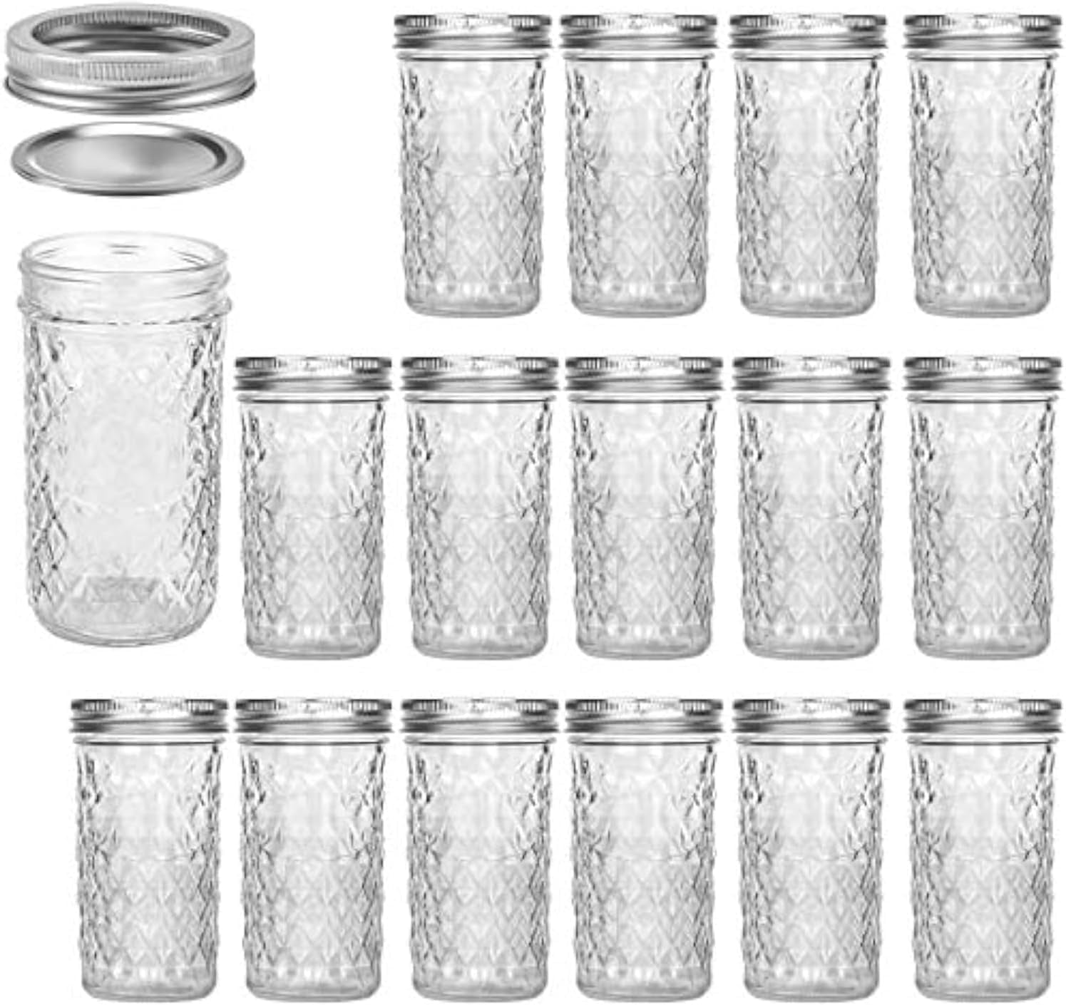 Mason Jars 12 OZ, Canning Jars Jelly Jars With Regular Lids, Ideal for ...