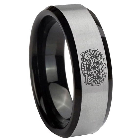 Masonic 32 Degree Freemason Beveled Gray Black Tungsten Ring 10MM ...