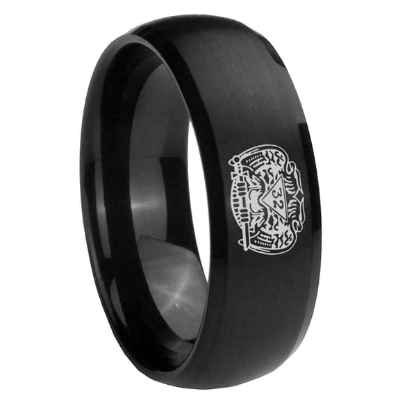 Masonic 32 Degree Freemason Dome Brush Black Polish Edge Tungsten Ring ...