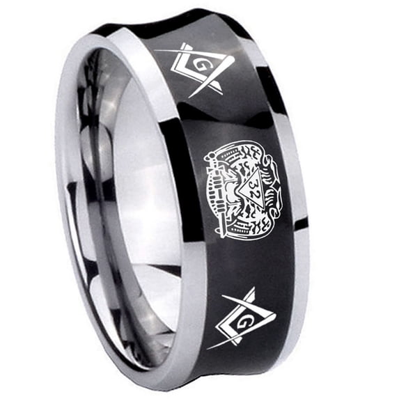 Masonic 32 Design Concave Black Tungsten Men Ring 10MM - Walmart.com