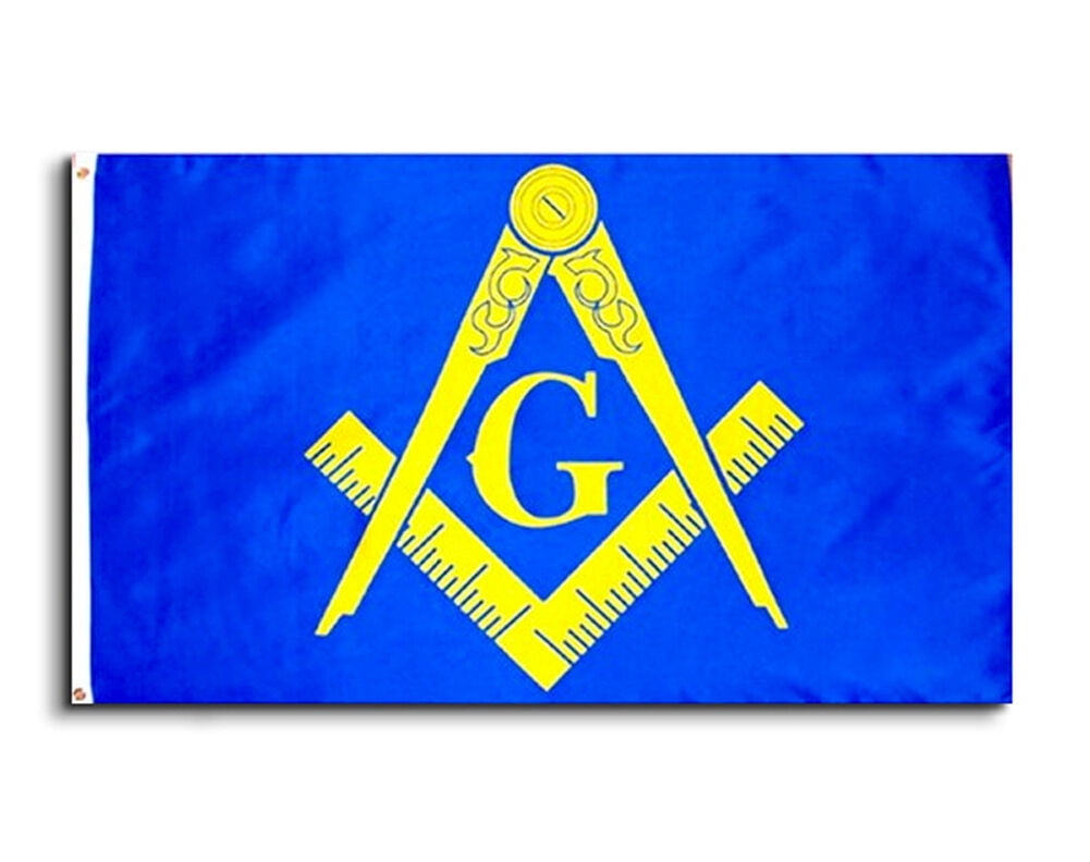 Masonic 3x5 Polyester Flag - With Blue Background and Yellow Freemasons ...