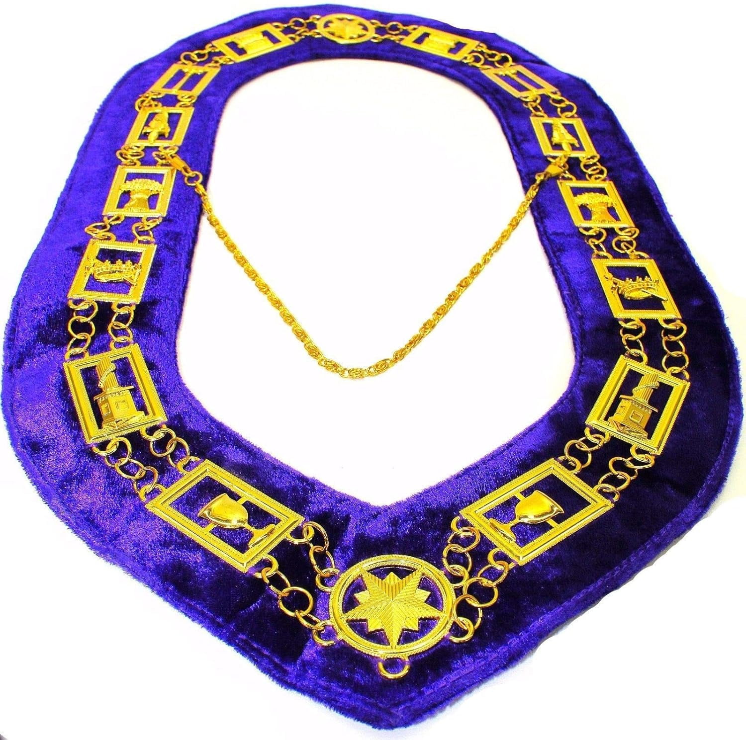 Masonic Collar OES Order of Star GOLD PLATED // PURPLE BACKING DMR ...