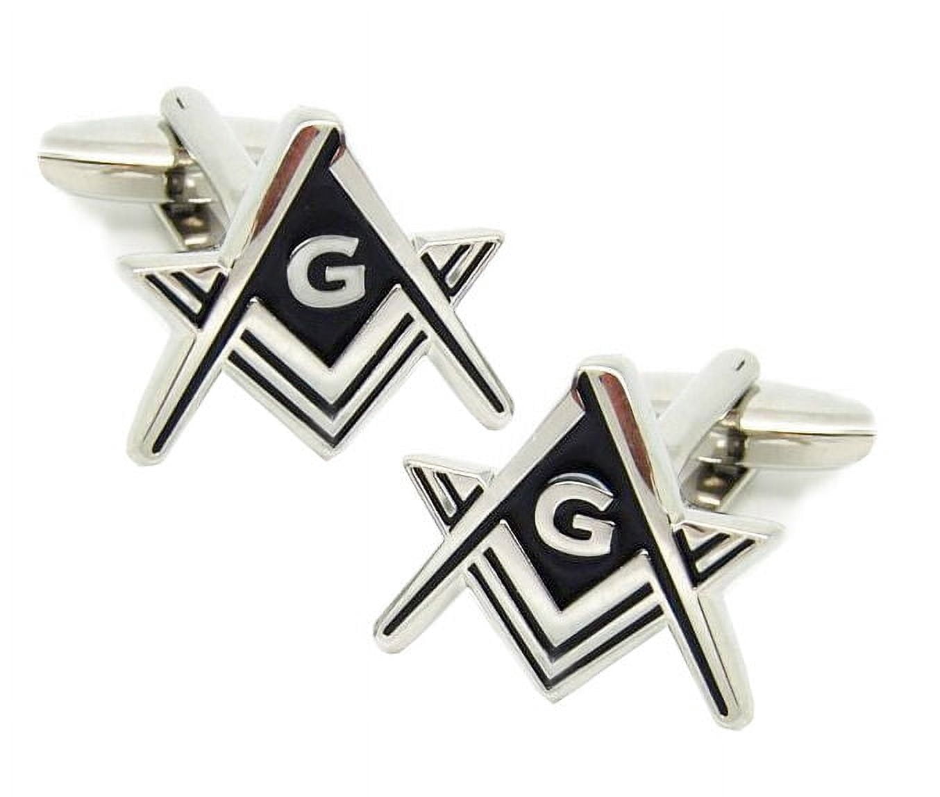 Masonic Freemason Cufflinks. Silver tone Black Masonic Square & Compass ...