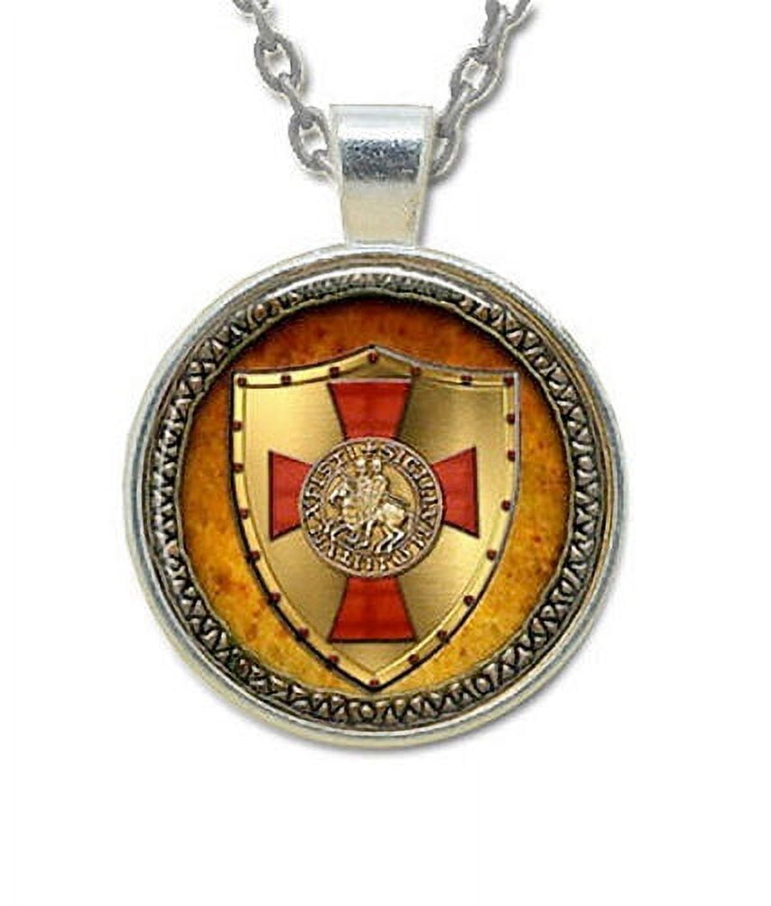 Masonic Glass Necklace Pendant Knights of Templar Glowing Shield ...