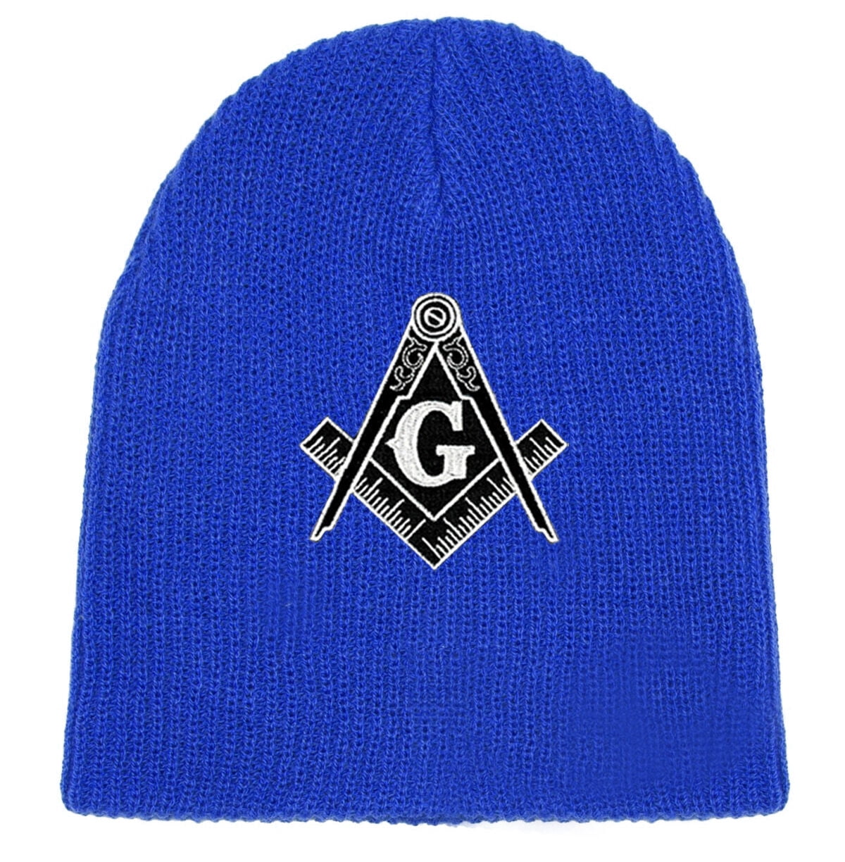 Masonic Hat Winter - Royal Blue Beanie Cap Black & White Standard ...
