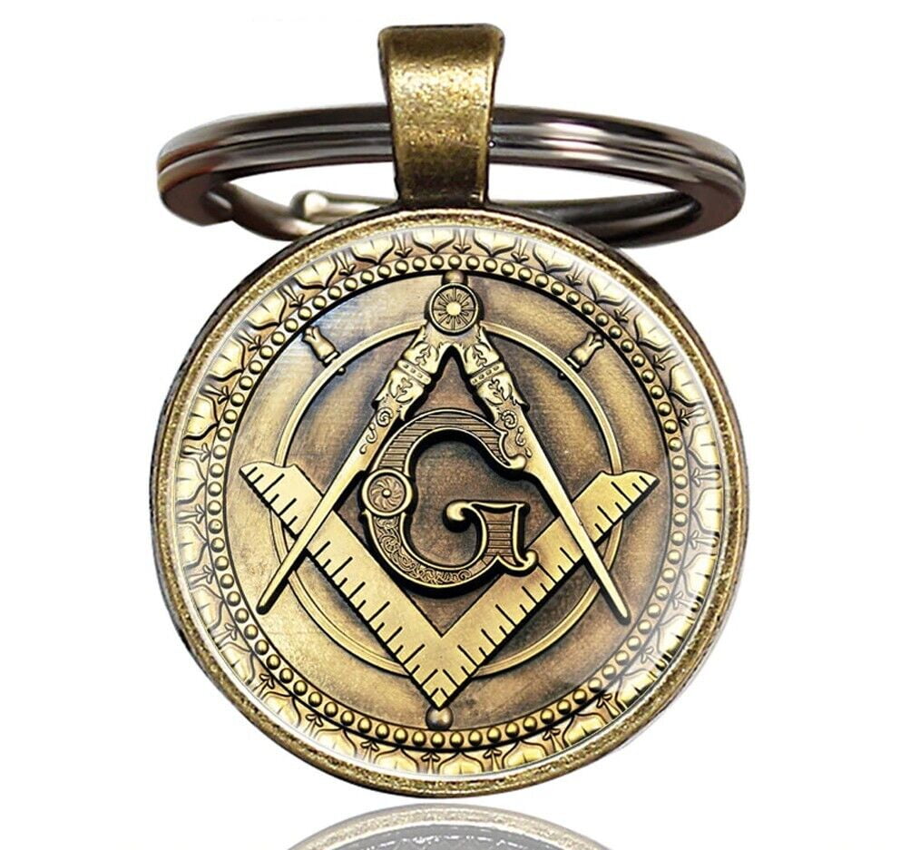 Masonic Keychain - Gold and Bronze Tone Compass and Square. Freemason ...