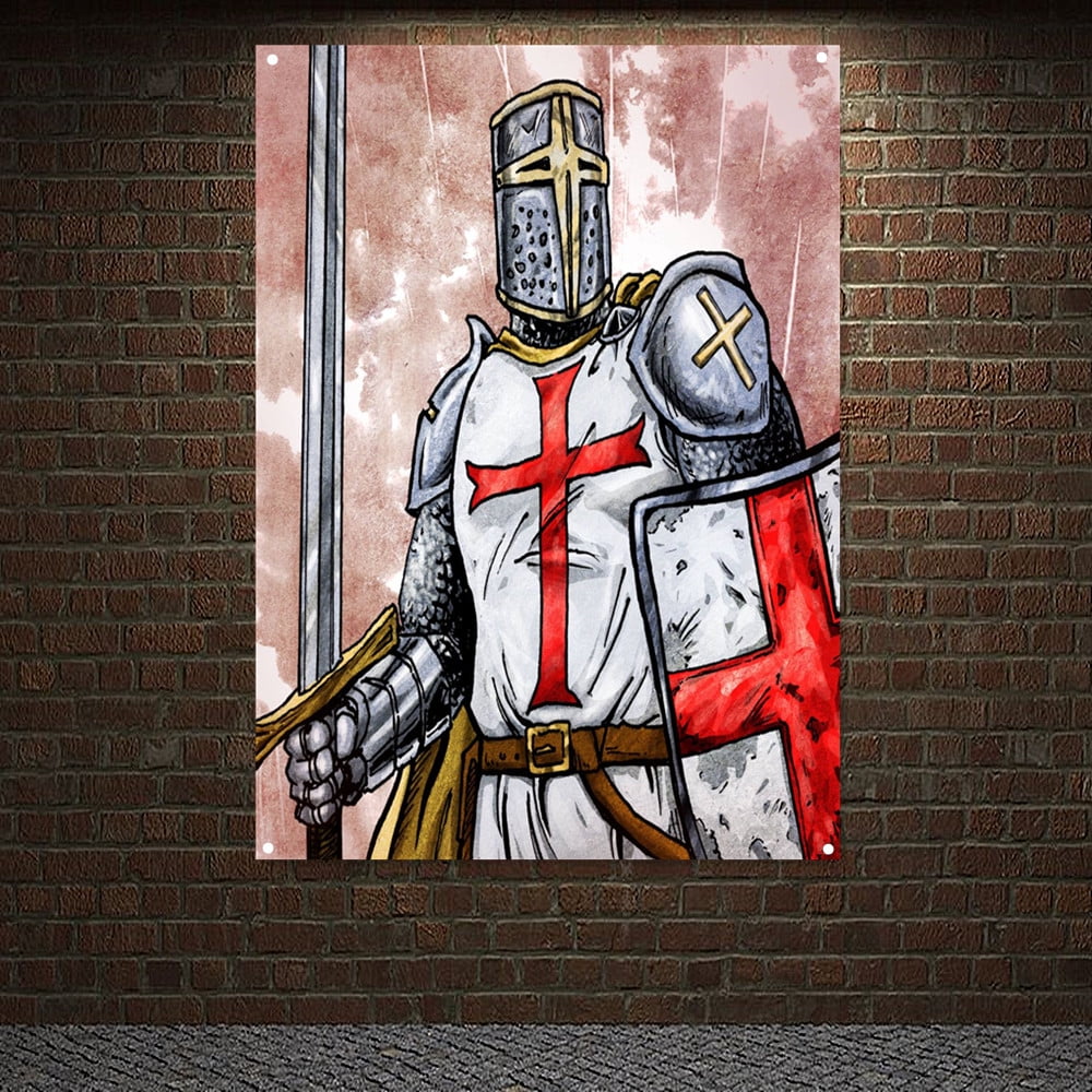 Masonic Knight Templar Tapestry Wall Art Banner Armor Warrior Posters ...