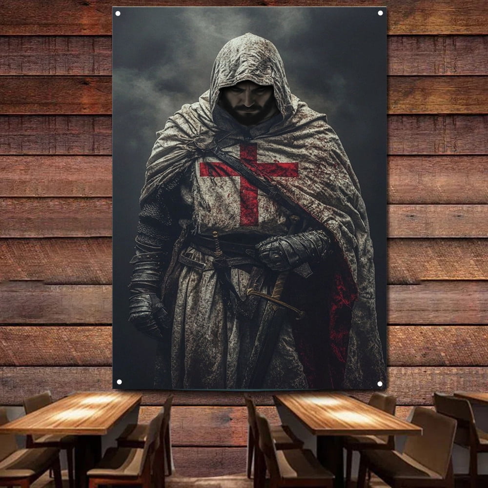 Masonic Knight Templar Wall Hanging Flag Art Decorative Banner Wall Art ...