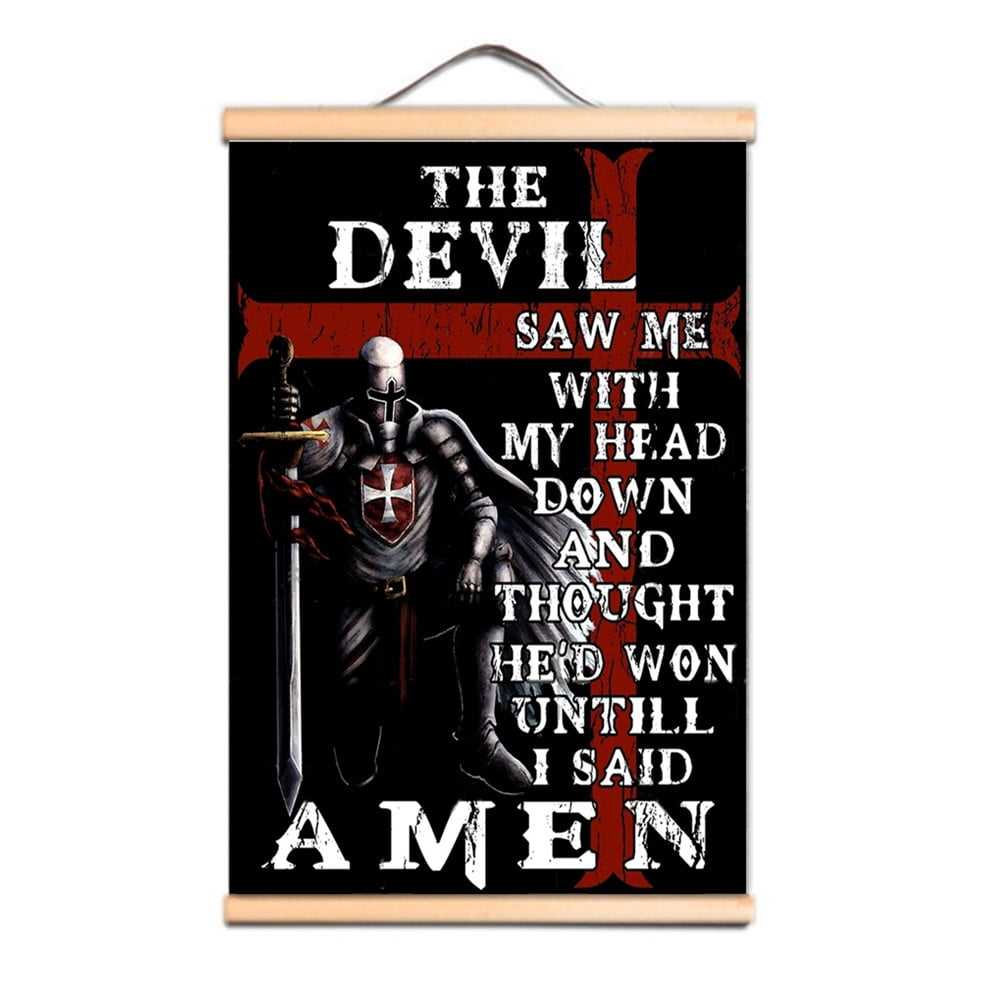 Masonic Knights Templar Scroll Painting Vintage Solid Wood Axis ...