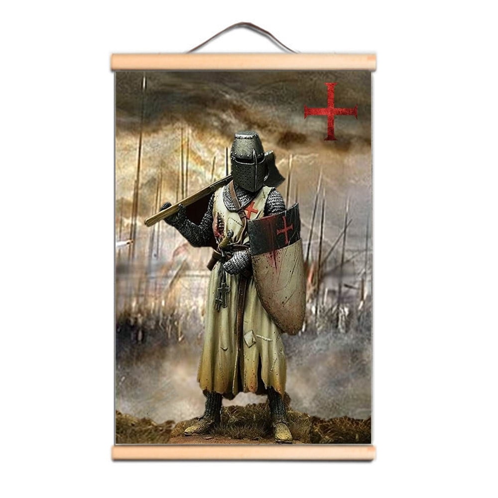 Masonic Knights Templar Scroll Painting Wall Hanging Flag Vintage Solid ...