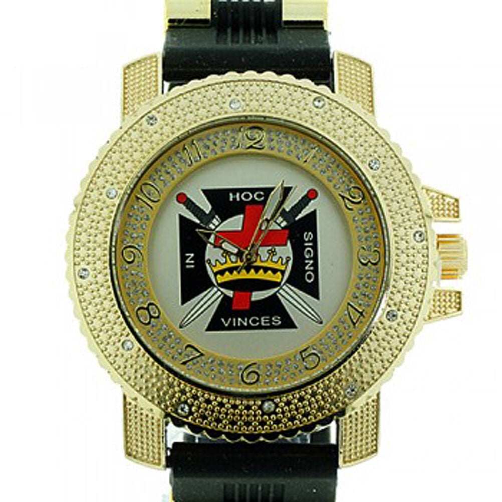 Masonic Knights of Templar Watch In Hoc - Black w/ Silicone Band York ...