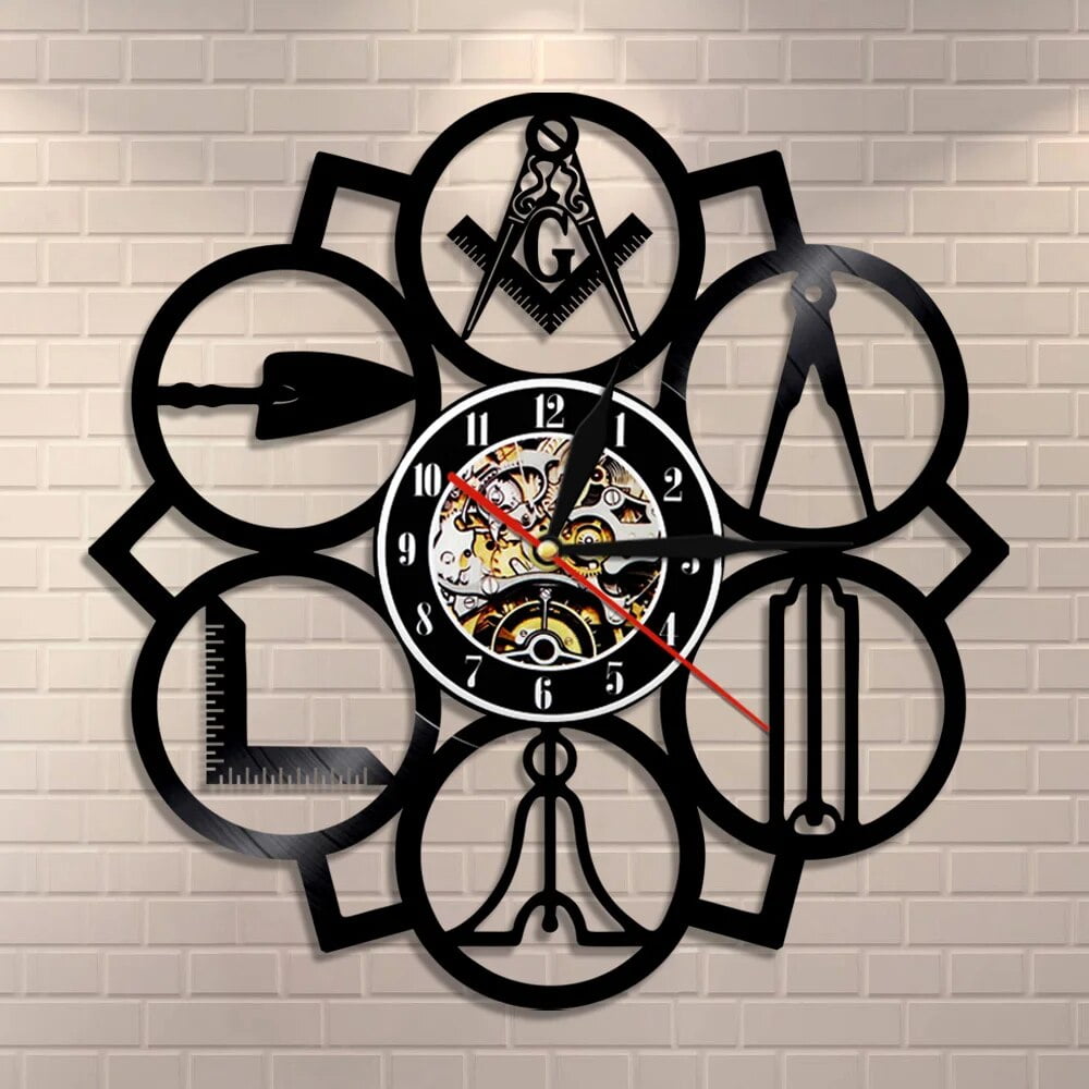 Masonic Logos Wall Clock Free Mason Vintage Vinyl Wall Clock,Vinyl ...