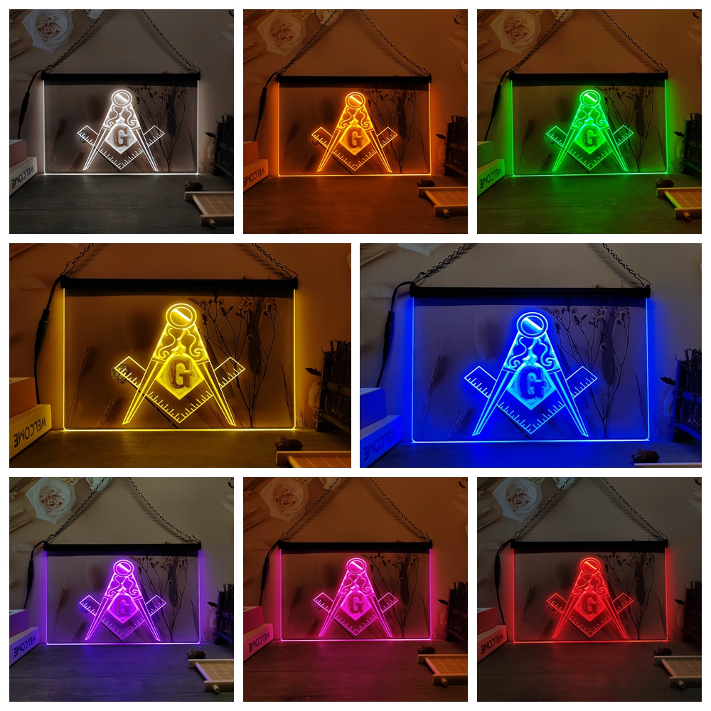Masonic Mason Freemason Emblem Vintage LED Neon Sign-Posters,3DCarving ...
