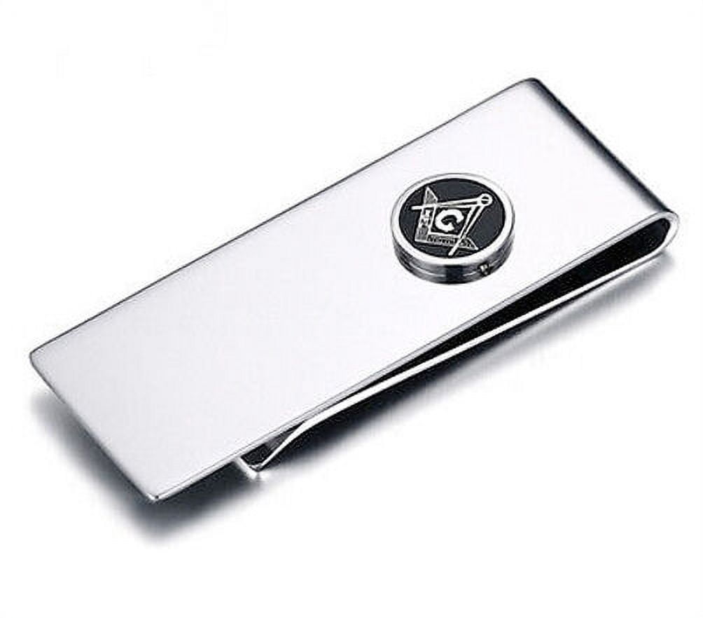 Masonic Money Clip - Stainless Steel with Standard Freemasons Button ...