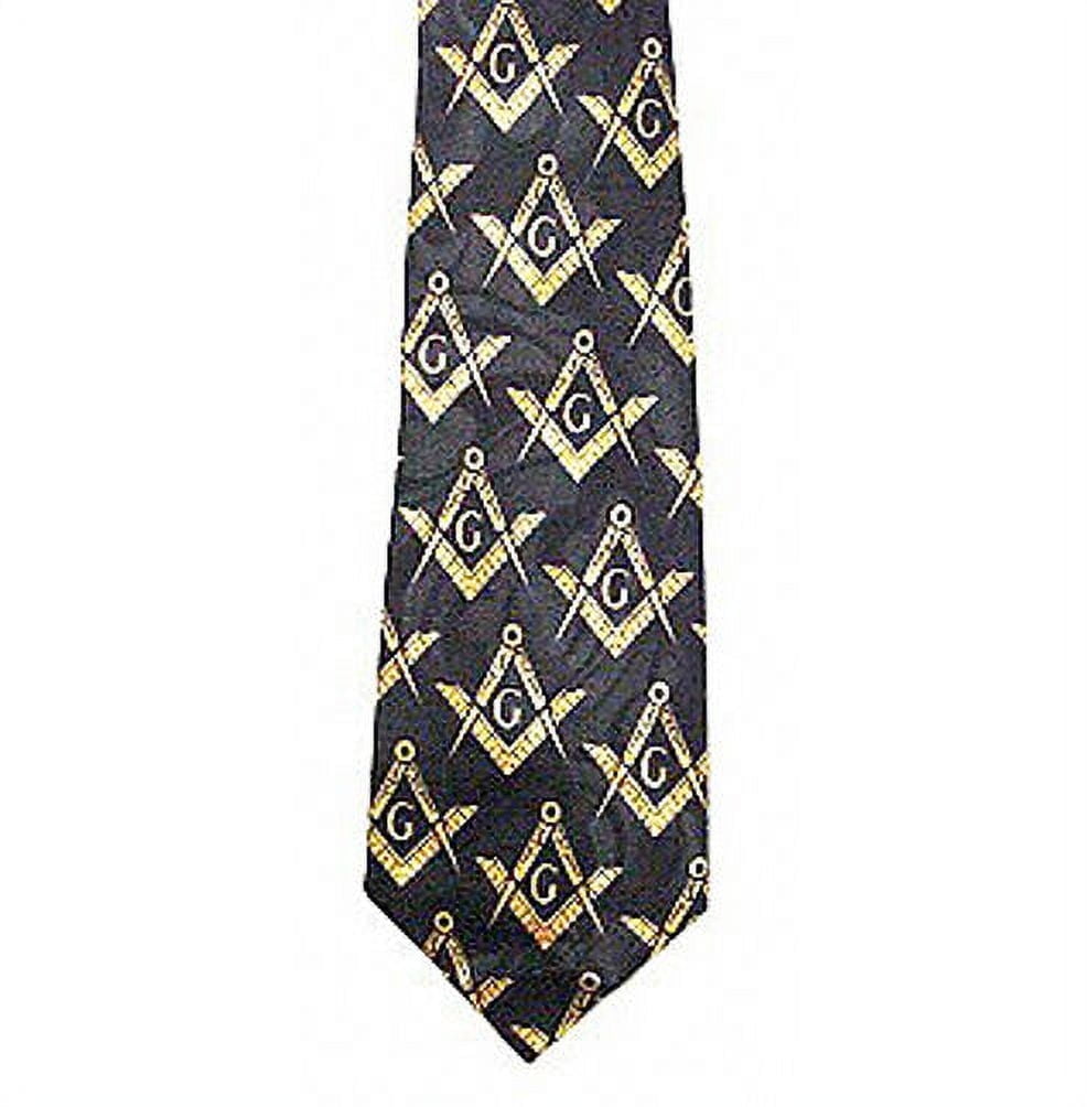 Masonic Neck Tie - Black Yellow Polyester. Duplicated Freemason pattern ...