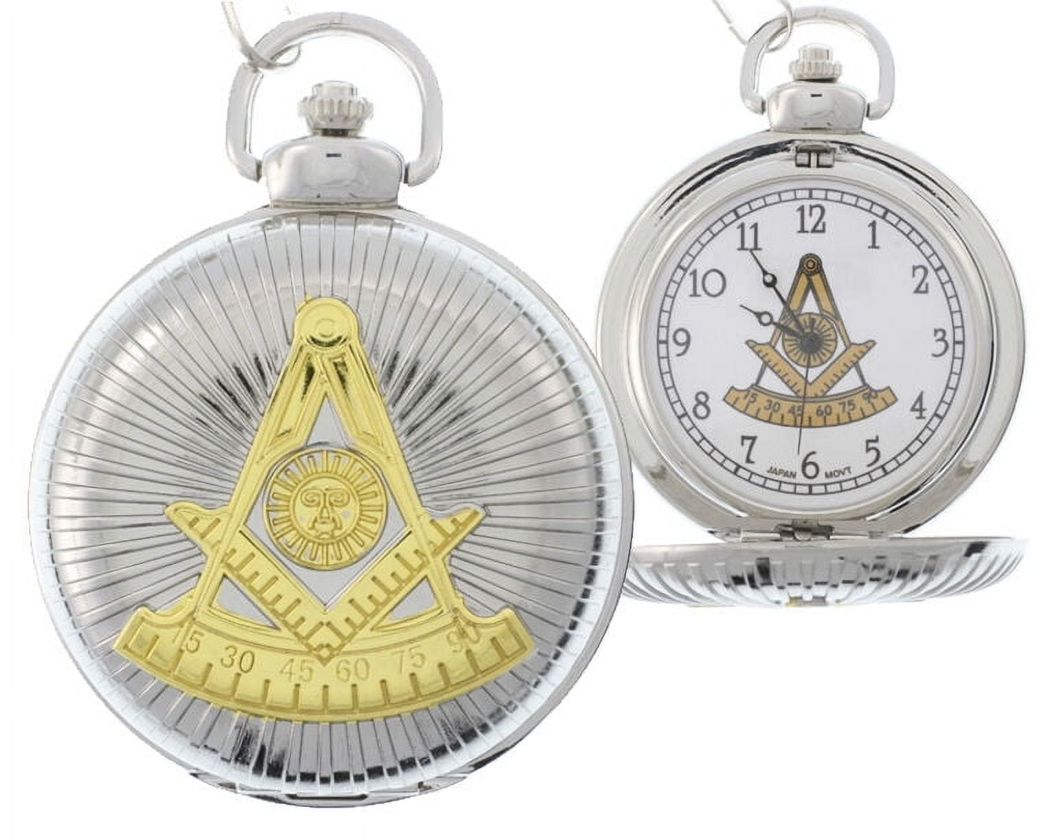 Masonic Past Master Pocket Watch - Duo-tone Steel Gold - Square ...