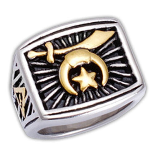 Masonic Rings Freemason Shriners Ring. Gold Steel Rays of Light Grand ...