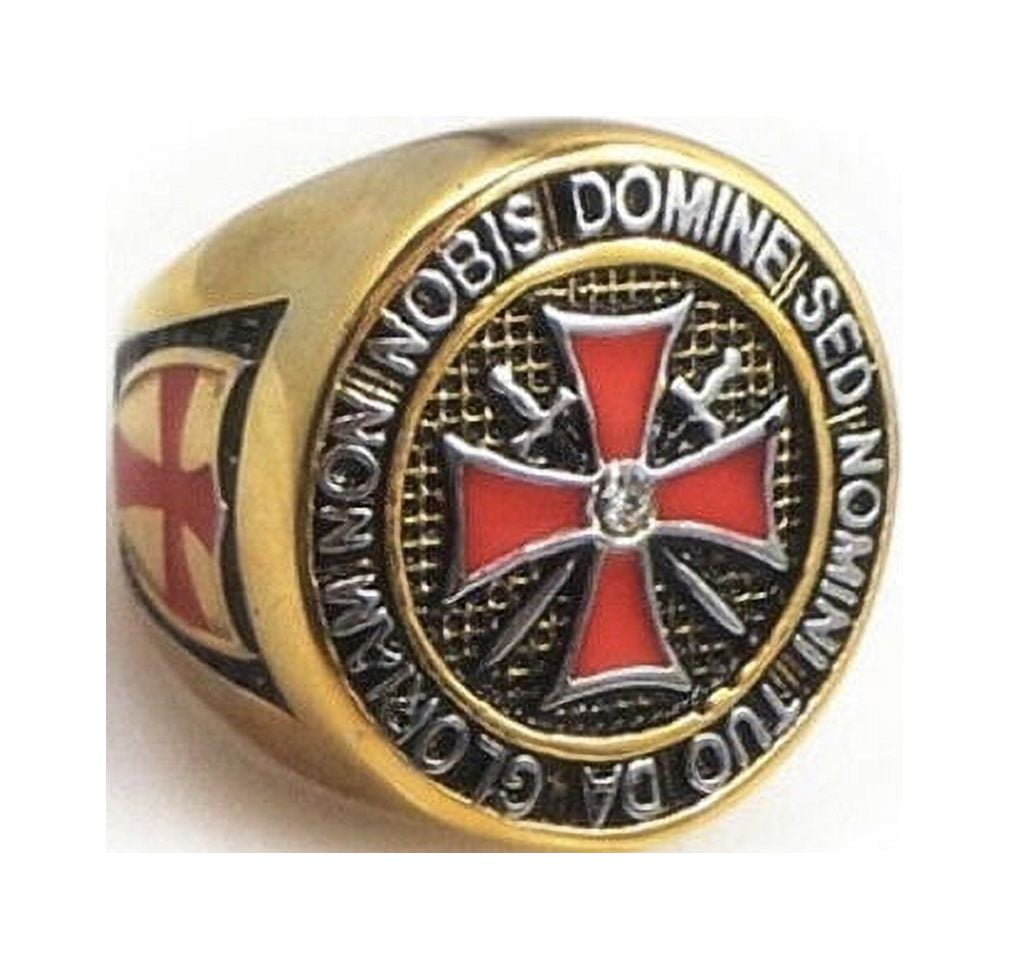Masonic Rings. Gold Band Steel Knights of Templar Red Cross Freemason ...