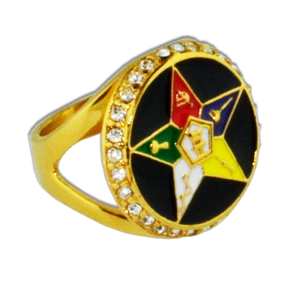 Masonic Rings Order of the Eastern Star Rings Gold Color w/ Black OES ...