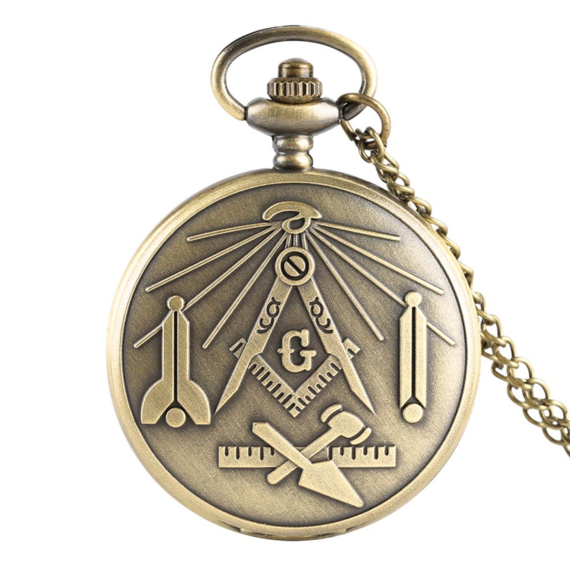 Masonic Symbols Freemason Bronze Color Anti-Tarnishl Pocket Watch PW 15 ...