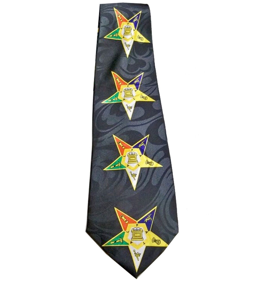 Masonic Tie OES - Order of the Eastern Star Masonic Black Tie Design ...