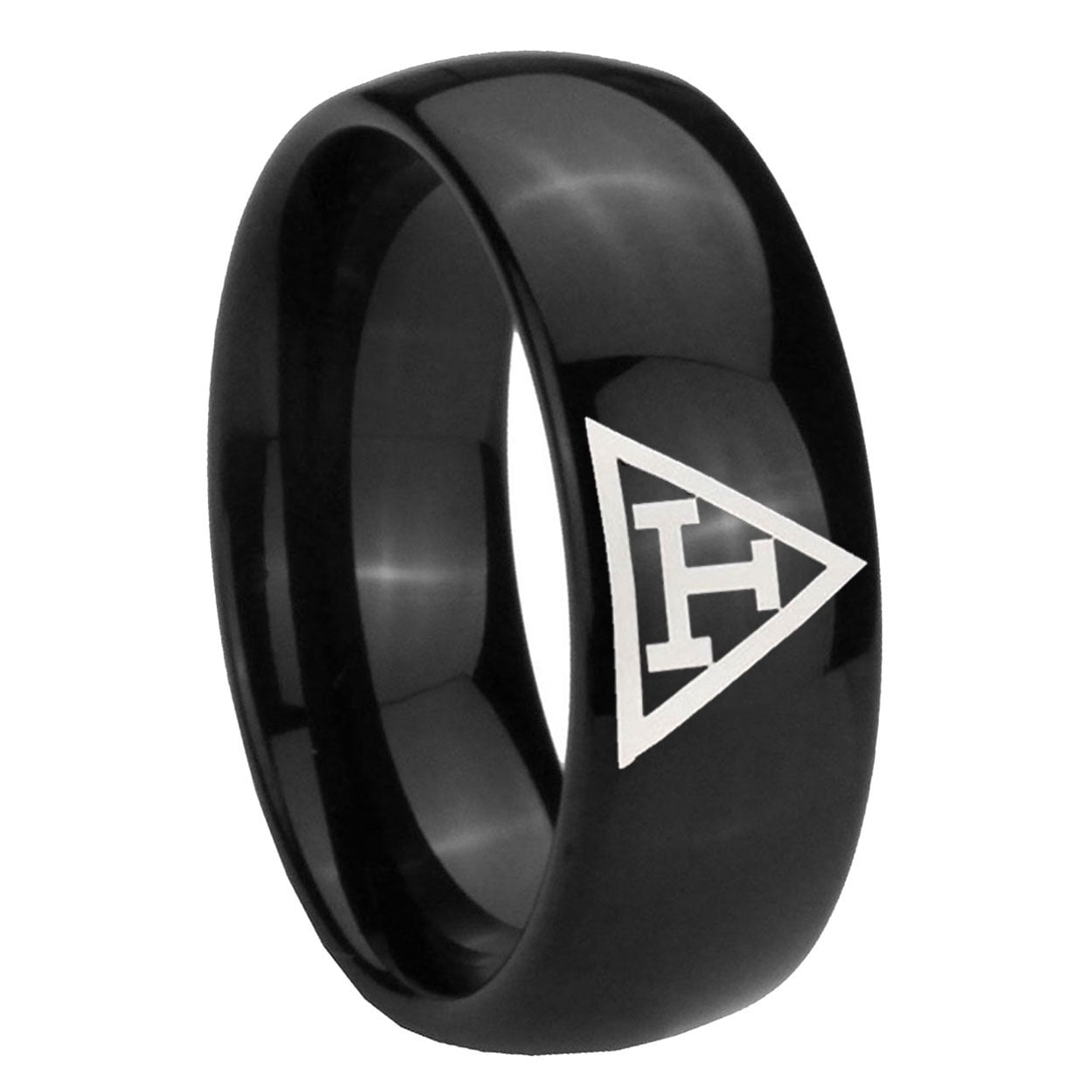 Masonic Triple 8MM Black High Polish Dome Tungsten Men Ring - Walmart.com