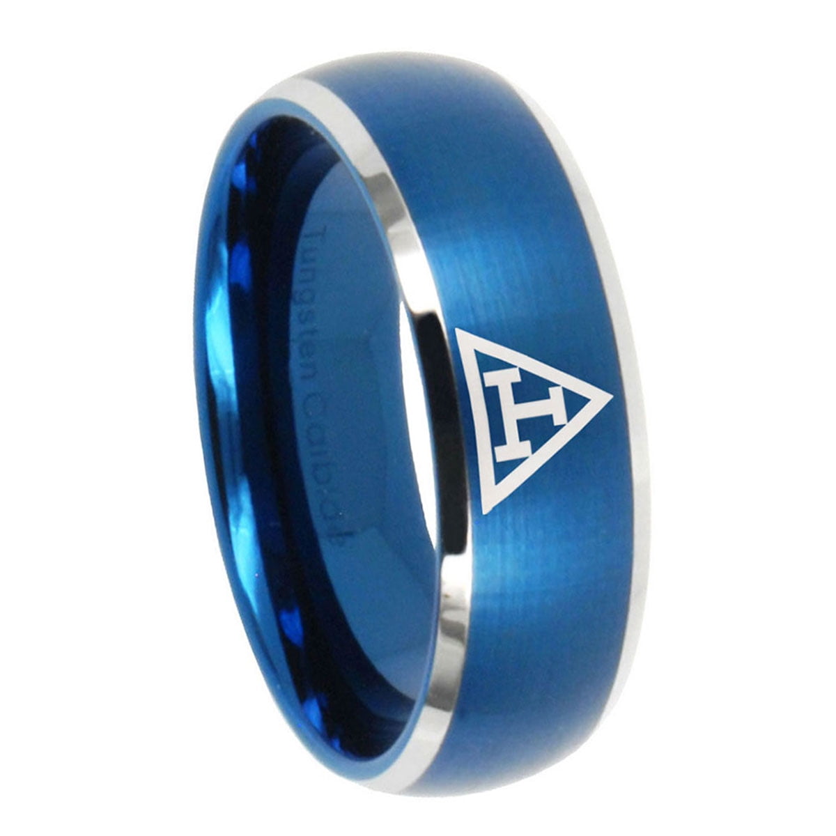 Masonic Triple 8MM Dome Brushed Finish Blue Tungsten Men Ring - Walmart.com