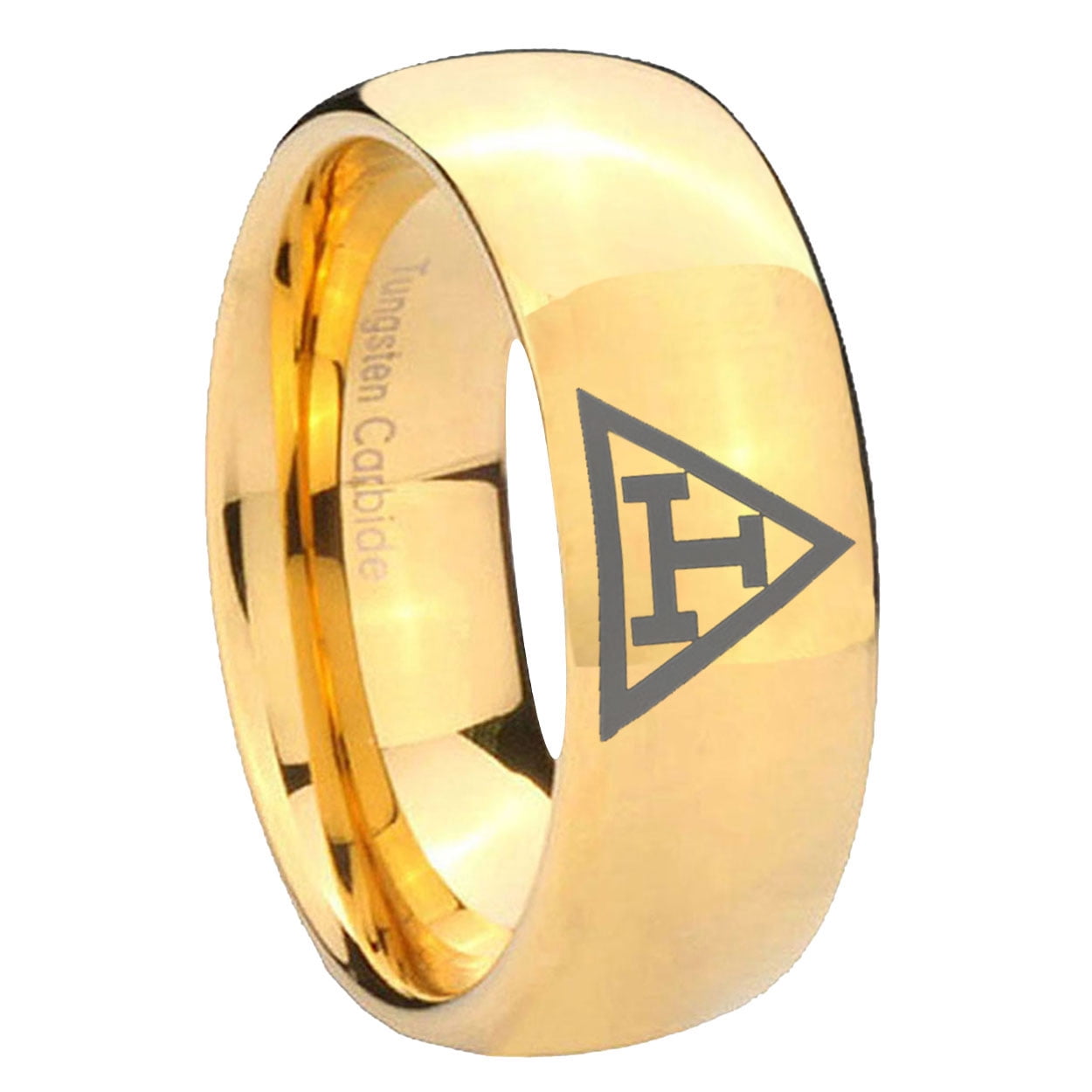 Masonic Triple 8MM Dome Gold Plated Tungsten Men Ring - Walmart.com