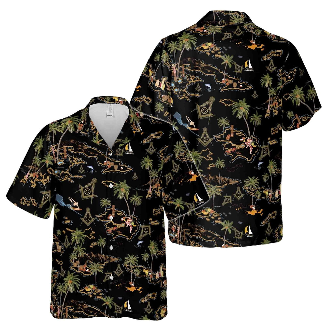 Masonic Tropical Freemasonry Palm Island Freemason Hawaiian Shirt S-5XL - Walmart.com