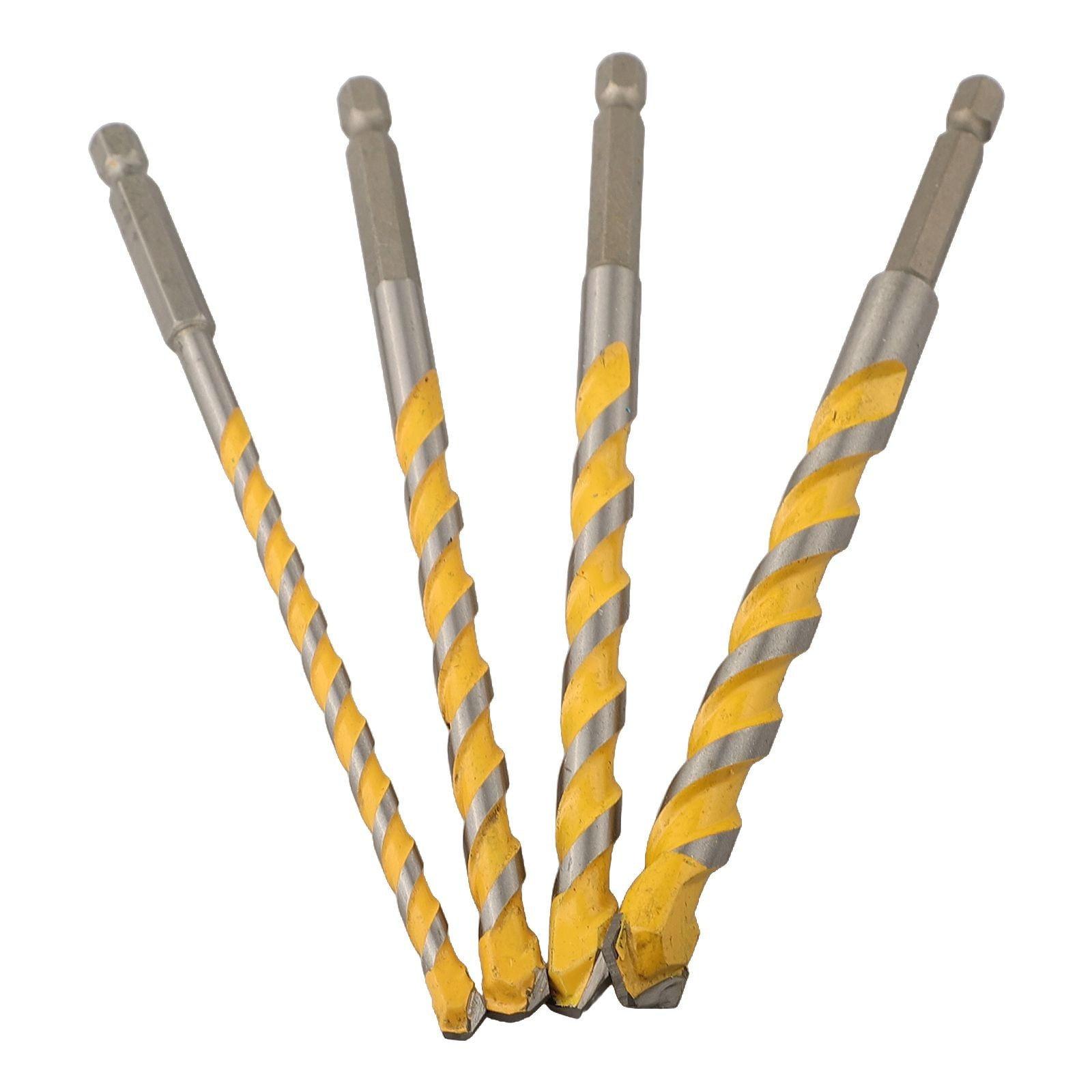 Masonry Concrete Drill Bit Set 4 Pcs, 1/4in Hex Shank, Industrial ...