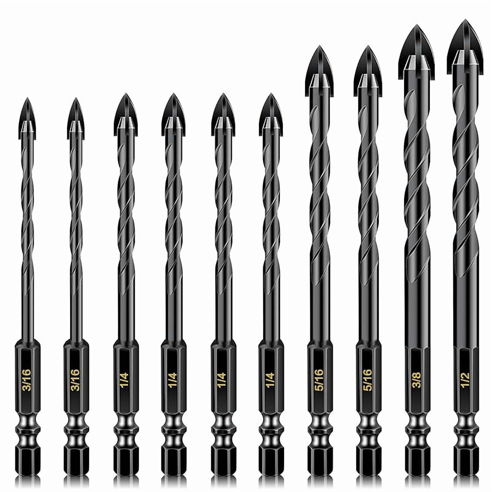 Masonry Concrete Drill Bit Set for Tile, Brick, Glass, Plastic and Wood ...