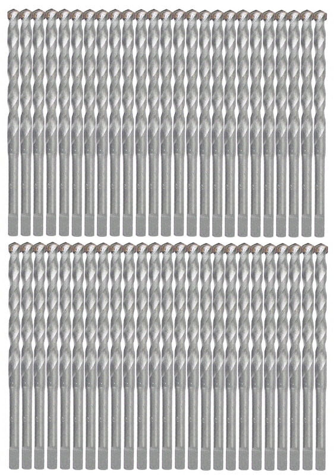 Masonry Drill Bit Set 50Pcs 3/16 in.x 5-1/2 in. Carbide Tip Flat Shank ...