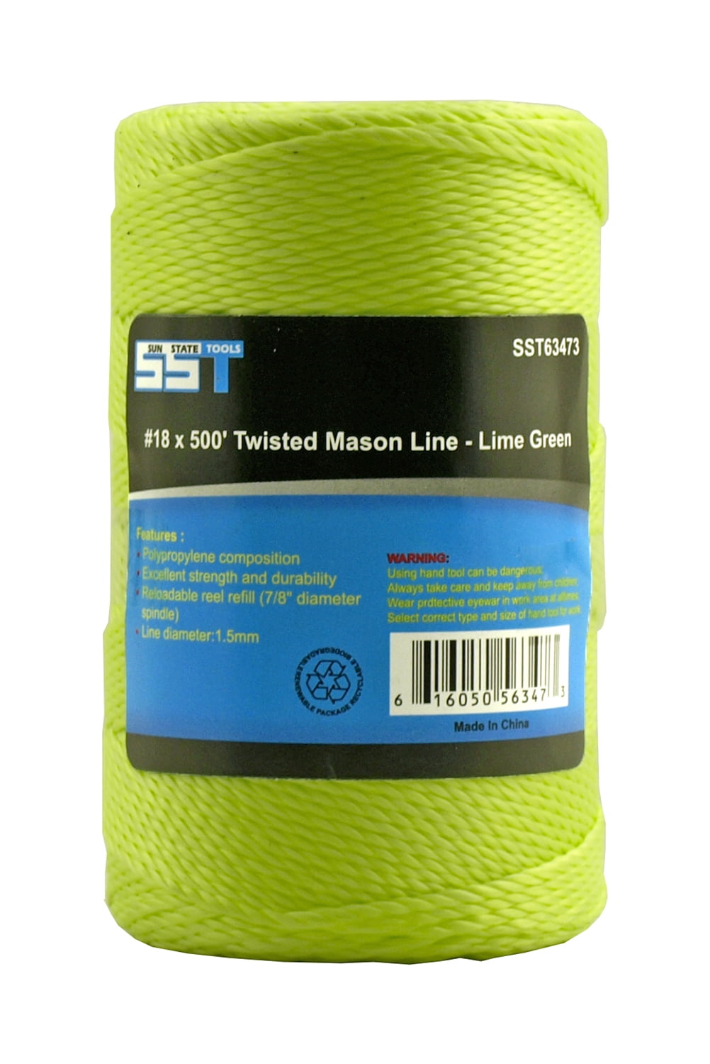 Masons Line #18 x 500' Twisted Lime Green String Twine - Walmart.com