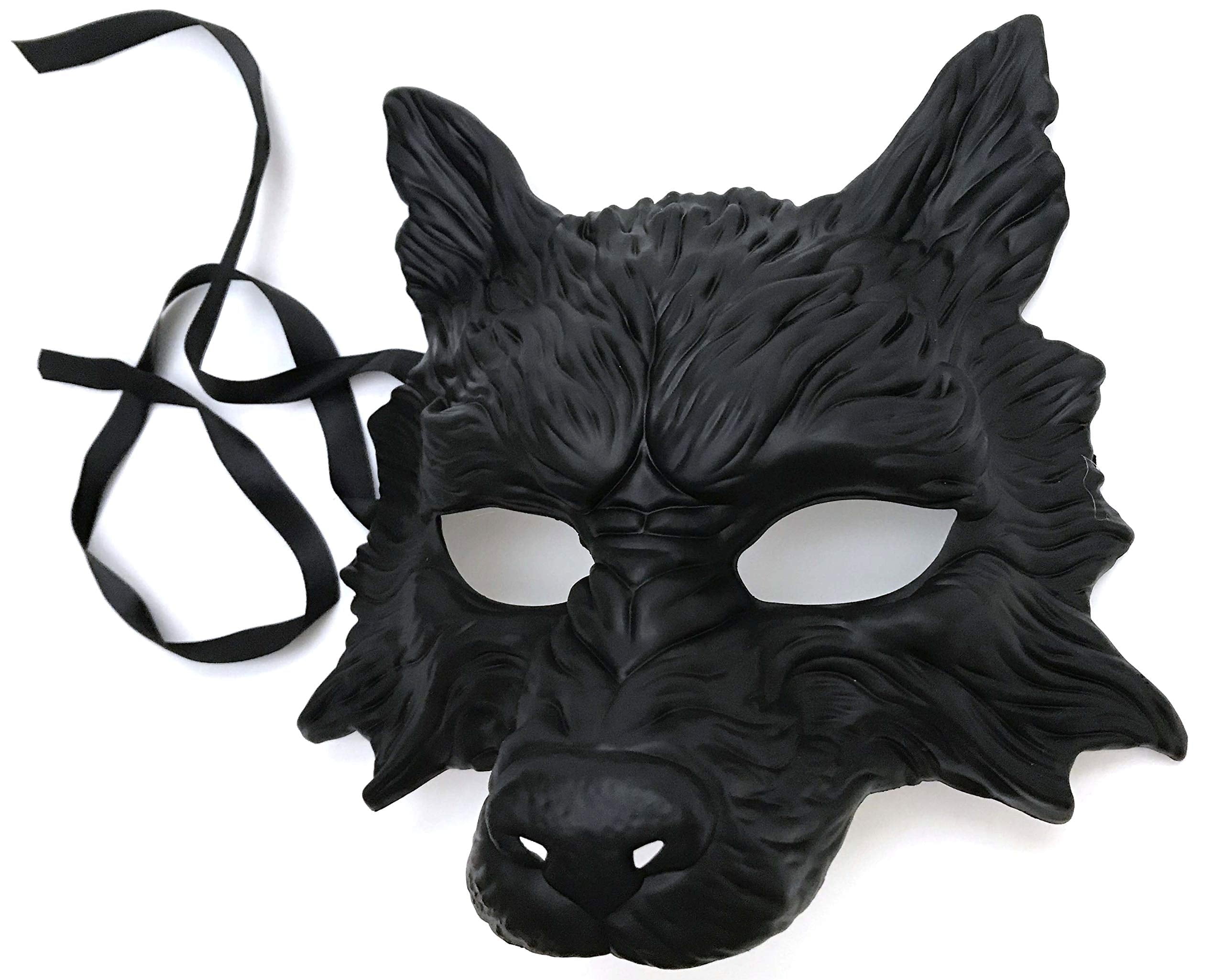 MasqStudio Black Wolf Mask Animal White Wolves Mask Masquerade ...