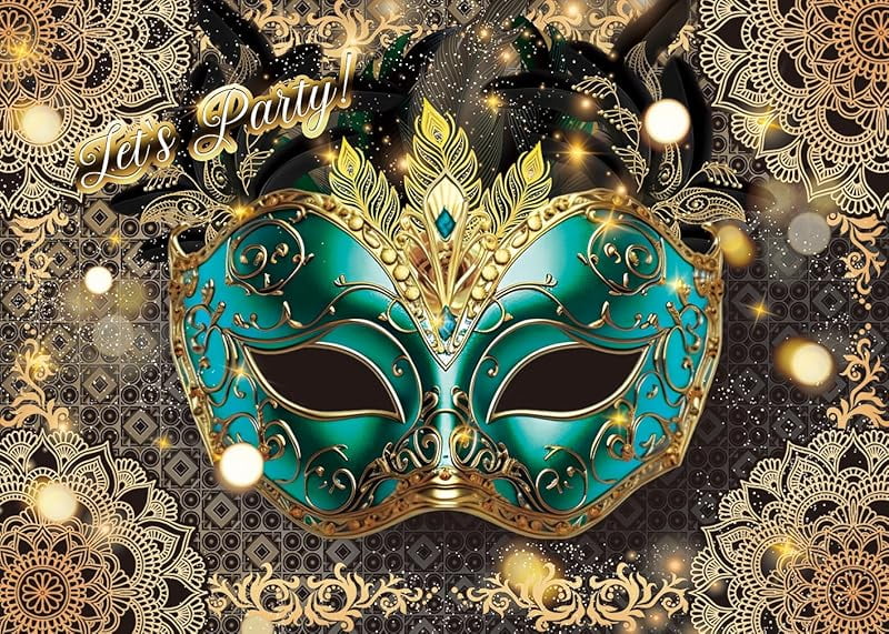 Masquerade Backdrop Mardi Gras Carnival Dancing Party Background Gold ...