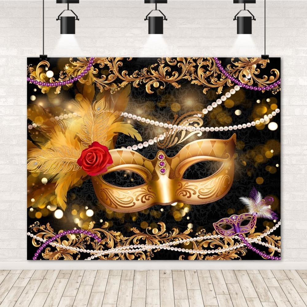 Masquerade Backdrop Mardi Gras Purple Mask Carnival Photography ...