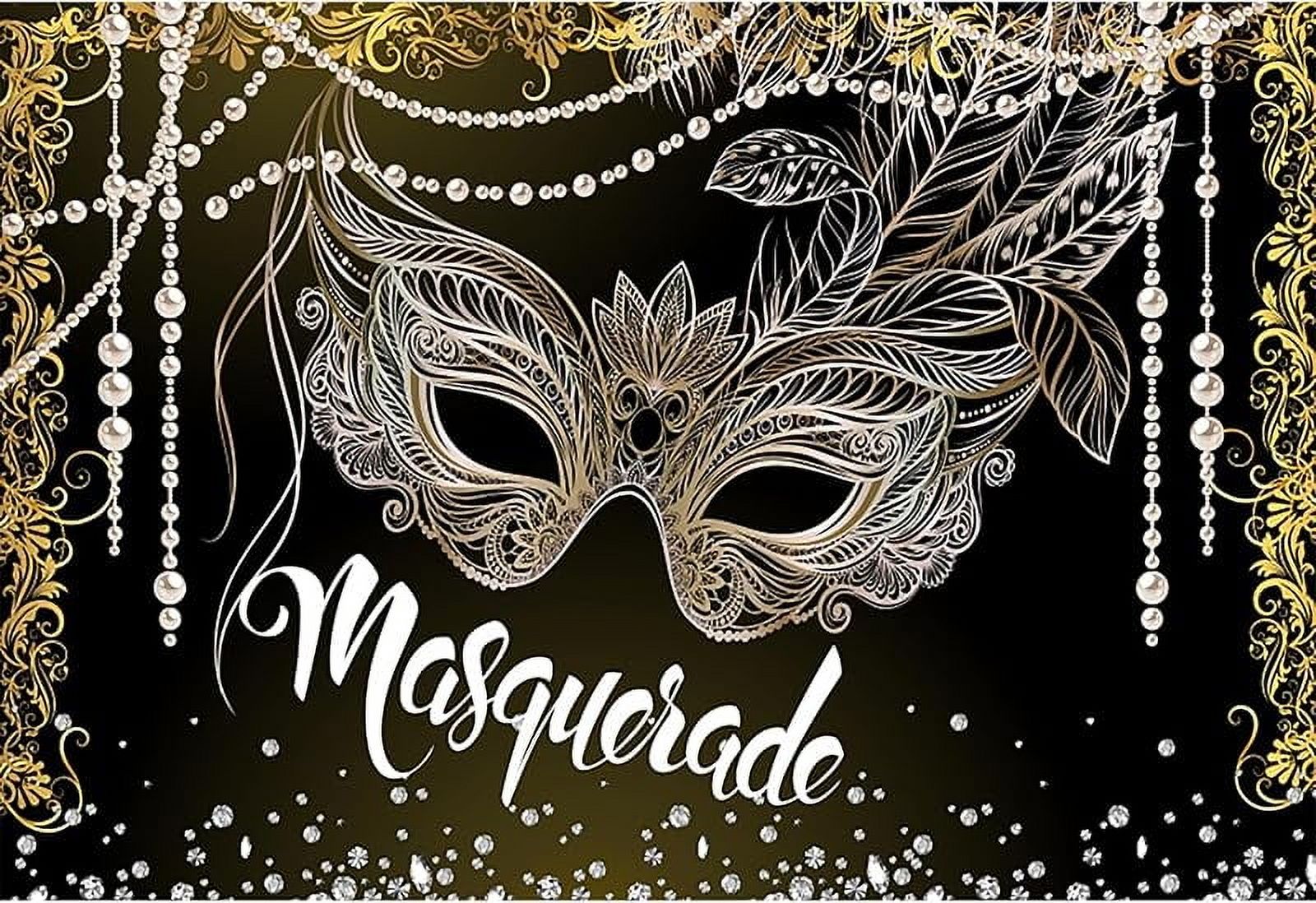 Masquerade Backdrop for Photography Golden Silver Mask Diamond Pearl ...