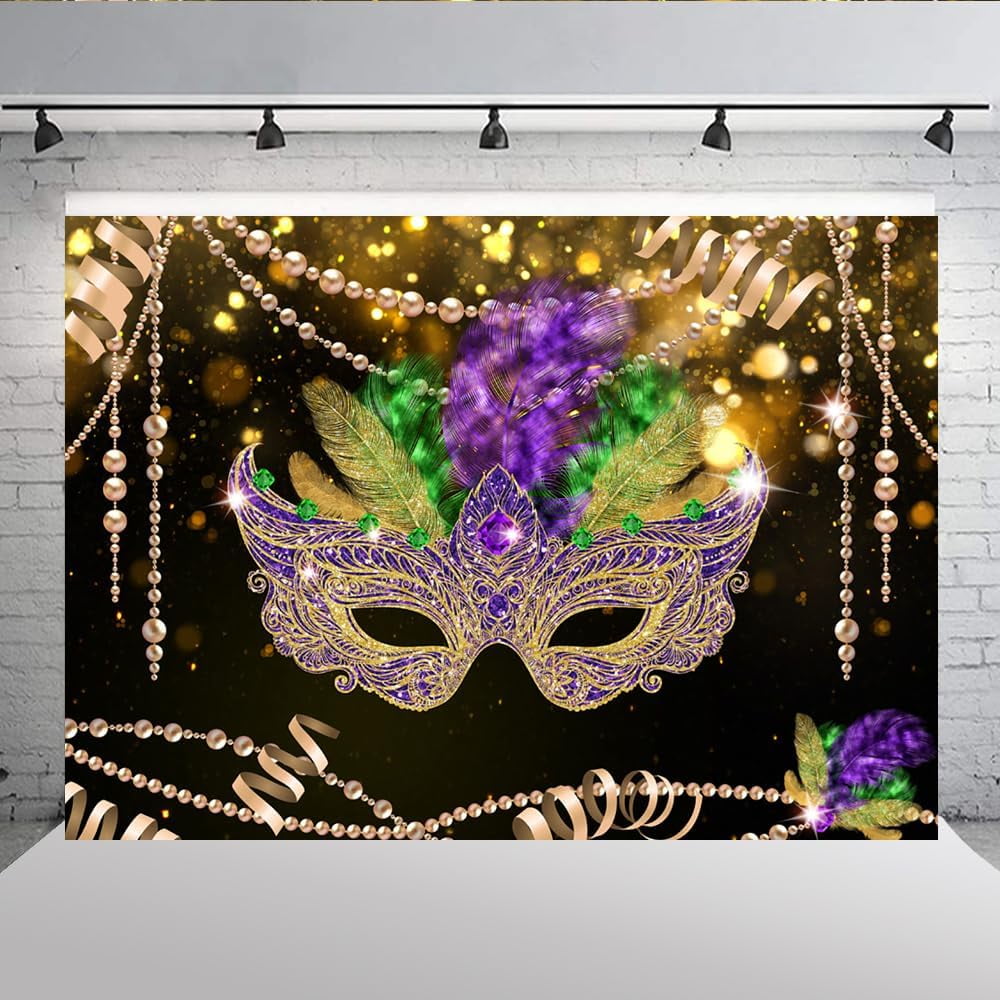 Masquerade Backdrop Purple Mask Happy Birthday Background Adult ...