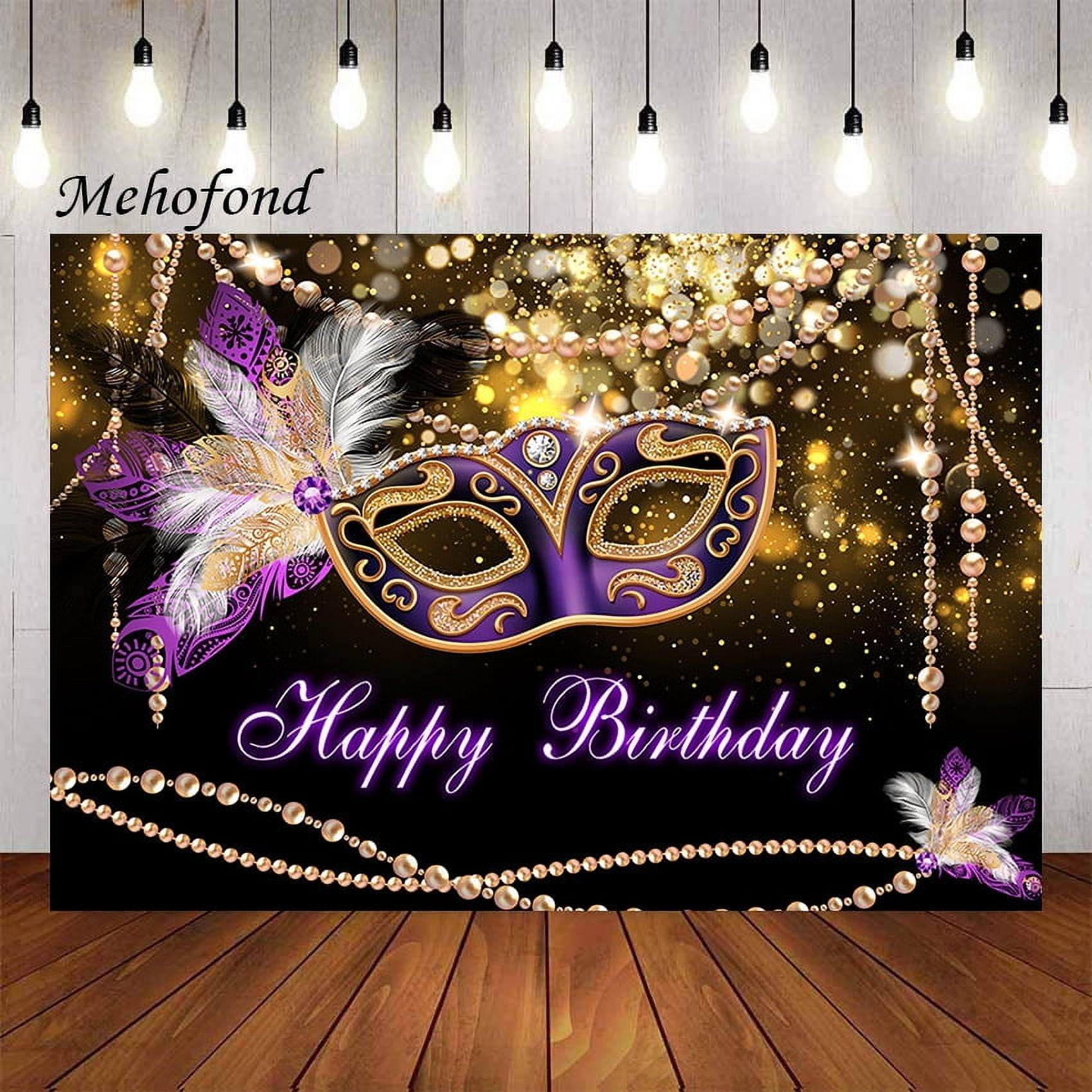 Masquerade Ball Purple and Gold Mask Adult Woman Birthday Party ration ...